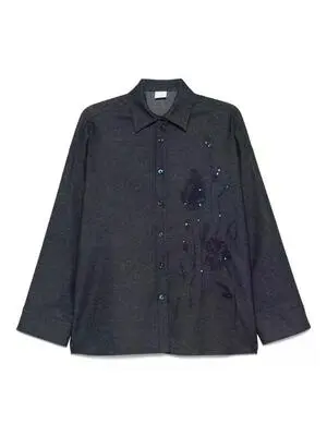 Eleventy Sequin-embellished Wool-blend Shirt