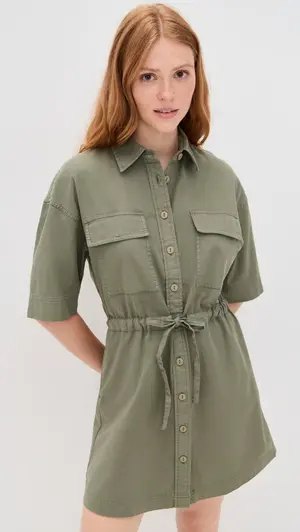 Faherty Brand Utility Twill Mini Shirt Dress