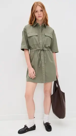 Faherty Brand Utility Twill Mini Shirt Dress