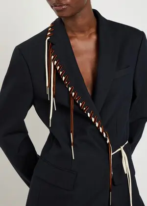 Dries Van Noten Embellished Wool Wrap Blazer