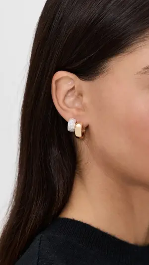 ADINA EDEN Solid/pave Wide Huggie Earrings Set