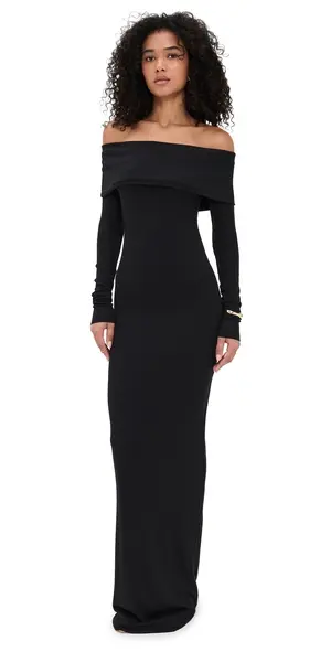 Eterne Long Sleeve Off Shoulder Maxi Dress