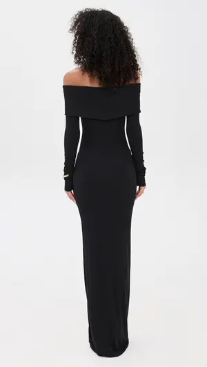 Eterne Long Sleeve Off Shoulder Maxi Dress