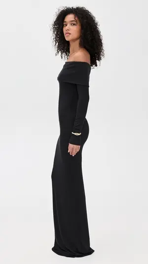 Eterne Long Sleeve Off Shoulder Maxi Dress