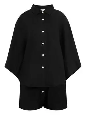DEIJI STUDIOS Button-front Shirt And Shorts Set - Black