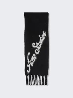 Acne Studios Script Logo Scarf Black Black