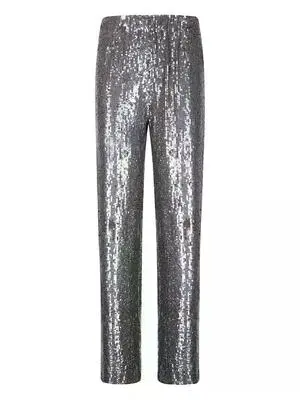 P.a.r.o.s.h Sequin Embellished Straight Leg Trousers - Silver