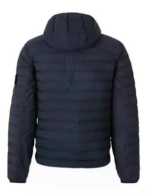 Stone Island Quilted Jacket With Logo Patch - Blue
