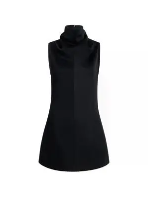 Khaite High-Neck A-Line Dress Black