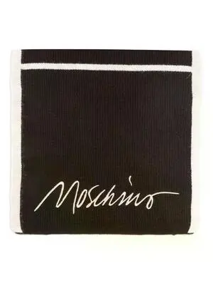 Moschino Embroidered Striped Wool-blend Scarf - Brown