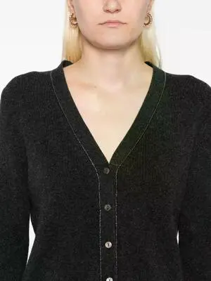 N.peal Ribbed Button-front Cardigan