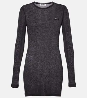 Miu Miu Logo Cotton Jersey Mini Dress
