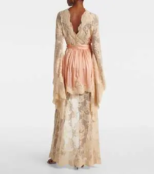 Zimmermann Hypnotic Silk Satin And Lace Gown