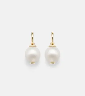 OCTAVIA ELIZABETH 18kt Yellow Drop Earrings With Diamonds And Pearls - Gold