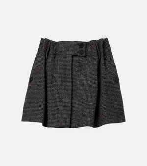 Prada Herringbone Virgin Wool Miniskirt - Black