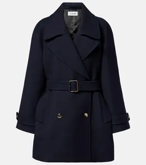 Loewe Belted Double-breasted Wool Coat - Blue