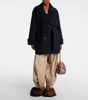 Loewe Belted Double-breasted Wool Coat