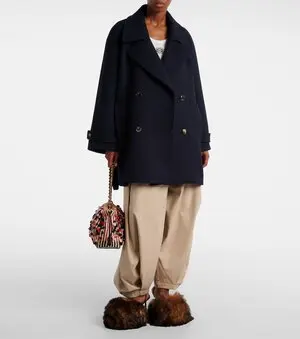 Loewe Belted Double-breasted Wool Coat
