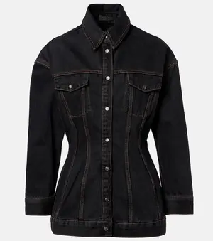 Wardrobe.NYC Contour Denim Jacket - Black