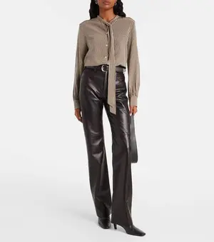 NILI LOTAN Leather Bootcut Pants