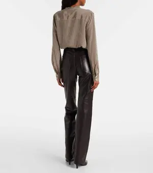 NILI LOTAN Leather Bootcut Pants
