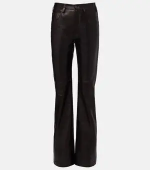 NILI LOTAN Leather Bootcut Pants - Black