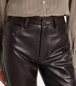 NILI LOTAN Leather Bootcut Pants