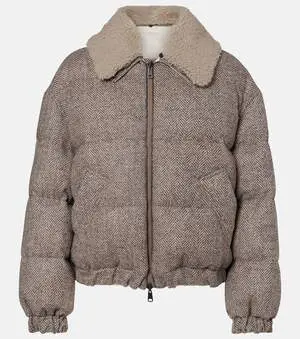 Brunello Cucinelli Wool-blend Down Jacket - Grey