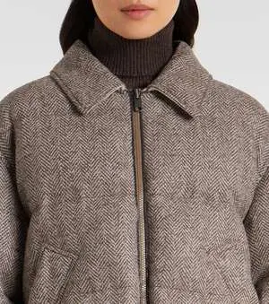 Brunello Cucinelli Wool-blend Down Jacket - Grey