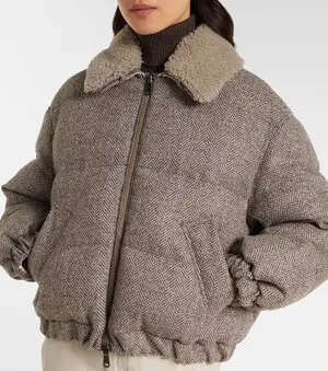 Brunello Cucinelli Wool-blend Down Jacket - Grey