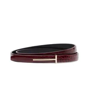 TOM FORD Croc-effect Leather Belt - Red