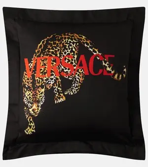 Versace Logo Printed Cotton Satin Cushion