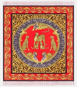 Versace Barocco Printed Wool Blanket - Red