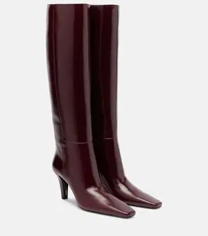 Saint Laurent Jill 75 Leather Knee-high Boots - Burgundy