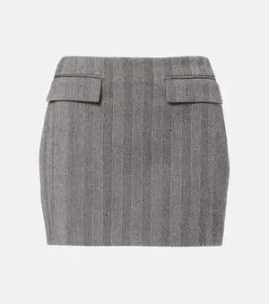 FERRAGAMO Striped Wool-blend Miniskirt - Grey