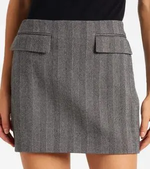 FERRAGAMO Striped Wool-blend Miniskirt - Grey