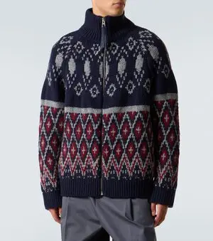 Loewe Wool Jacquard Zip-up Sweater
