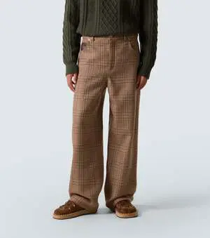 Loewe Checked Wool Tweed Barrel-leg Pants