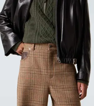 Loewe Checked Wool Tweed Barrel-leg Pants