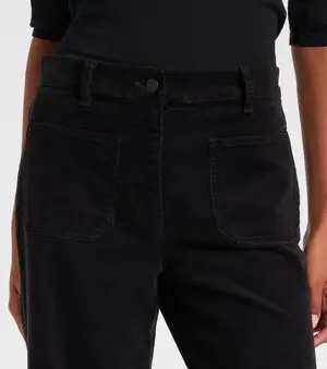 NILI LOTAN Florence Cotton-blend Corduroy Flared Pants - Black