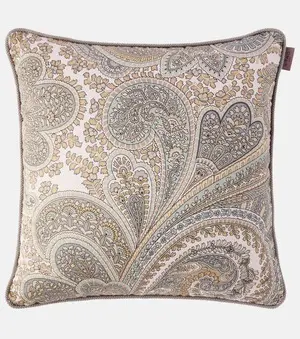 Etro Giano Paisley Cotton Cushion - Beige