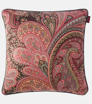 Etro Giano Paisley Cotton Cushion - Burgundy