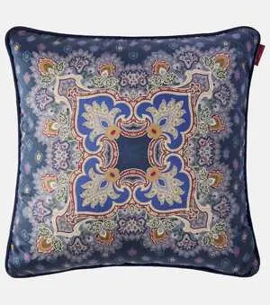 Etro Zahir Printed Cotton Cushion - Blue