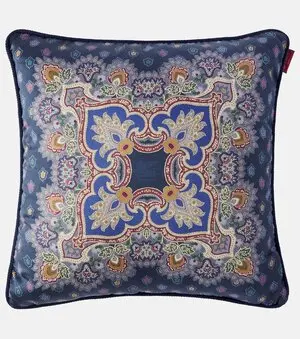 Etro Zahir Printed Cotton Cushion - Blue