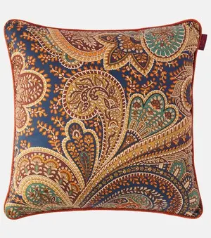 Etro Giano Paisley Cotton Cushion - Blue
