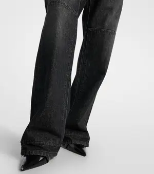 JEAN PAUL GAULTIER Cutout Mid-rise Wide-leg Jeans