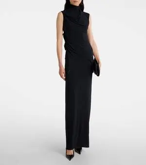 JEAN PAUL GAULTIER Draped Jersey Maxi Dress - Black