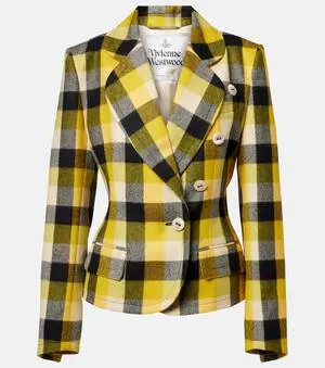 VIVIENNE WESTWOOD Georgia Checked Virgin Wool Blazer - Yellow