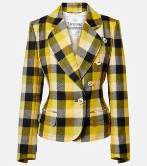 VIVIENNE WESTWOOD Georgia Checked Virgin Wool Blazer - Yellow