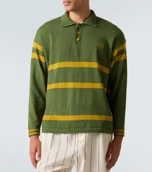 BODE Striped Virgin Wool Polo Sweater - Green